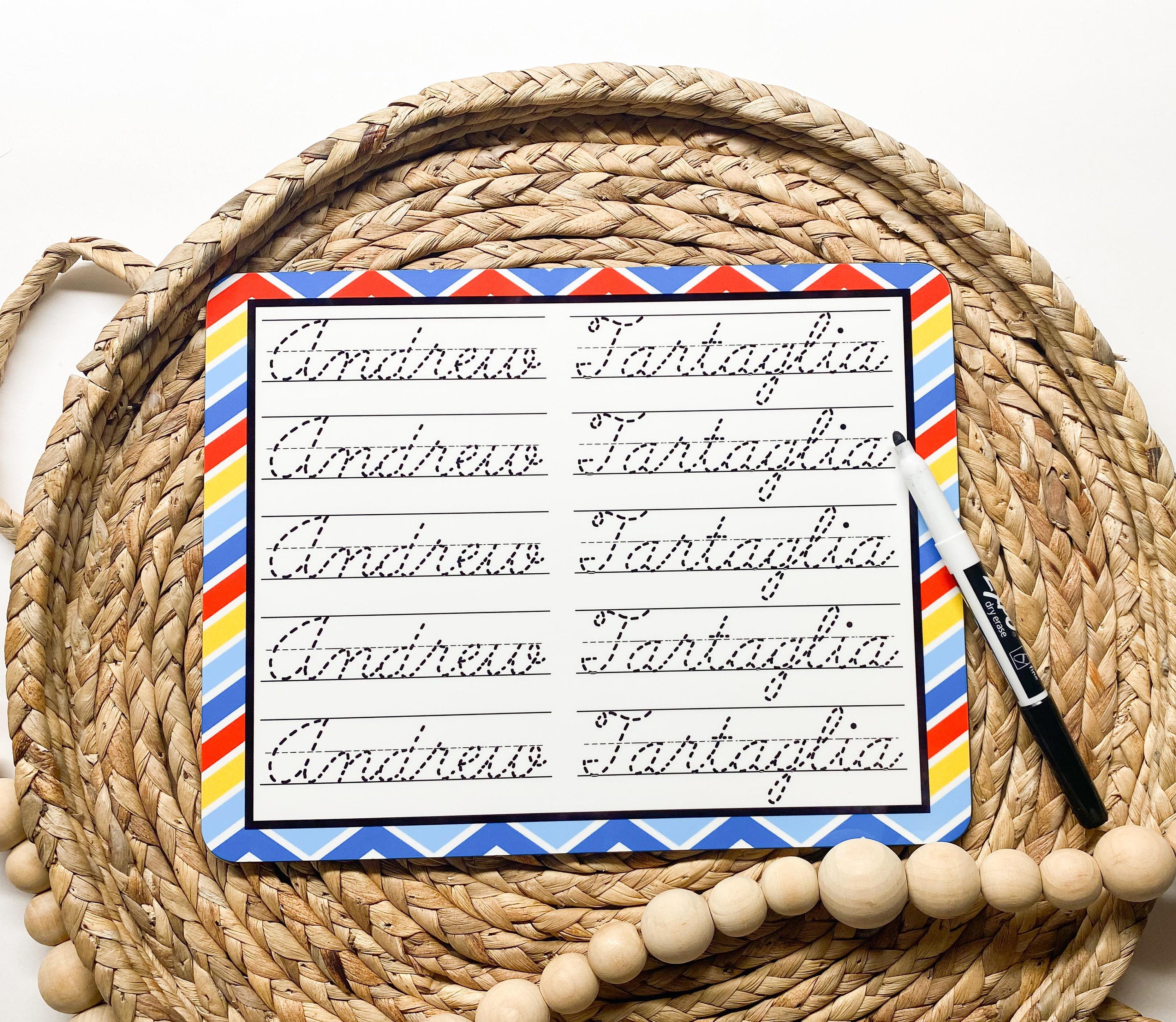 Personalized Cursive Handwriting Tracing Dry Erase Board, Elementary h ...
